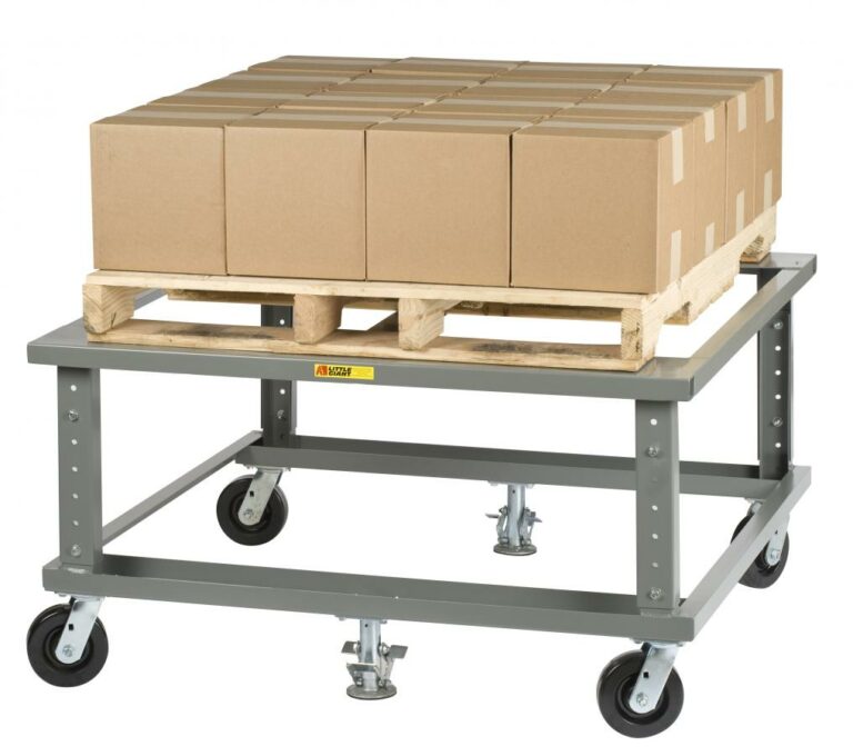 Ergonomic Adjustable Height Mobile Pallet Stand - Little Giant
