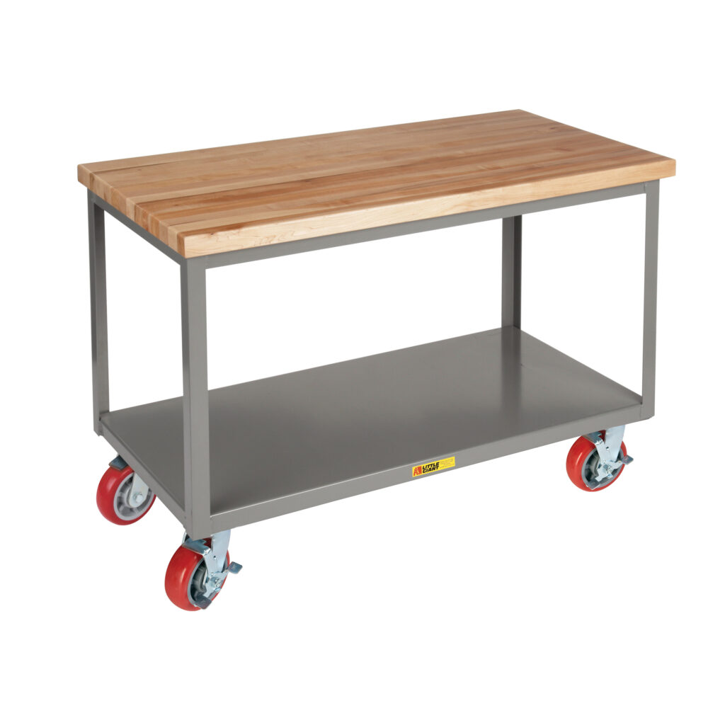 Heavy-Duty Butcher Block Top Mobile Table - Little Giant