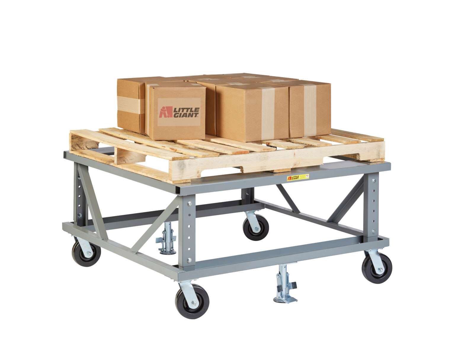 Ergonomic Adjustable Height Mobile Pallet Stand - Little Giant